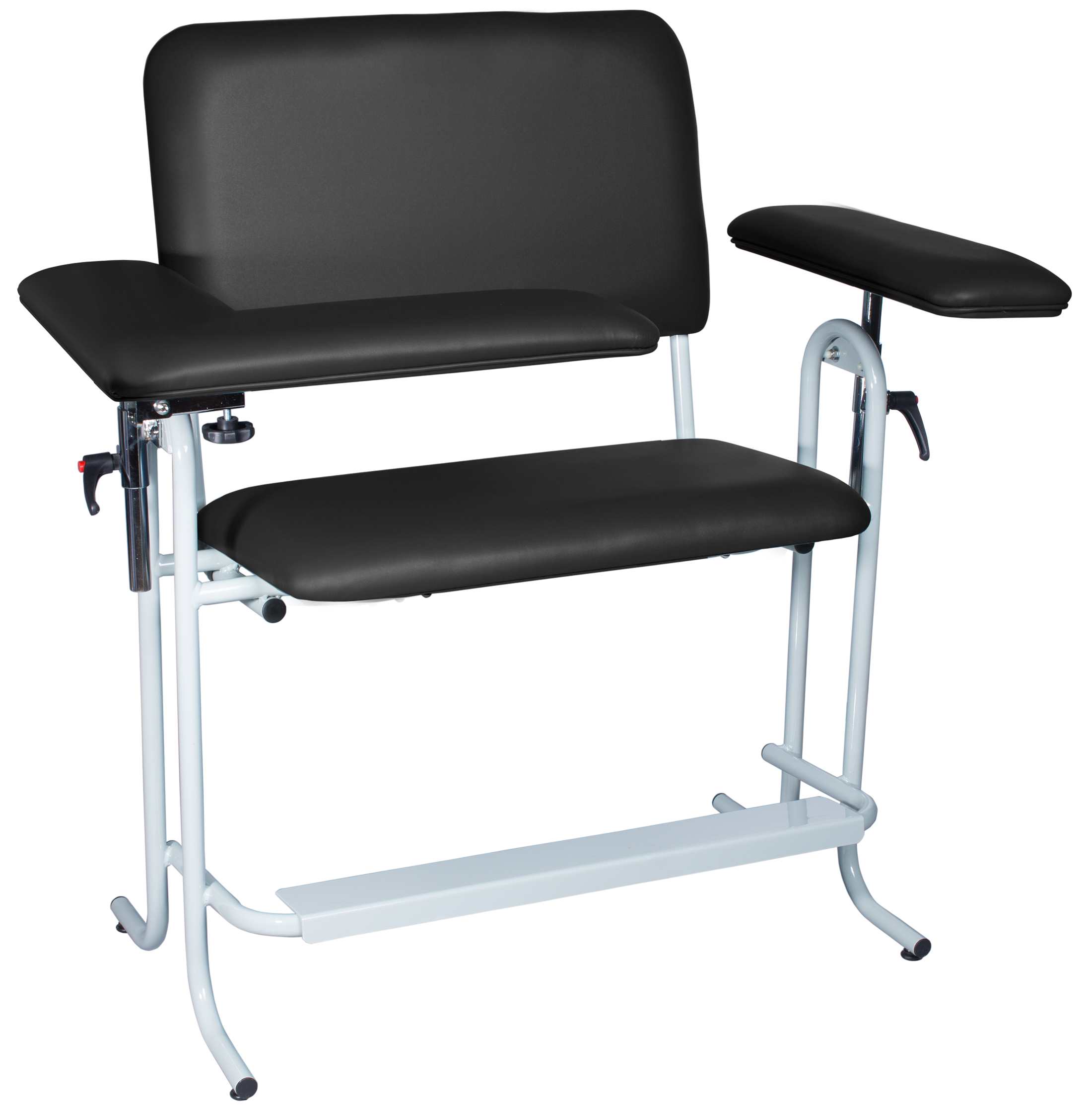 Blood Draw Chair, Tall, Bariatric, Upholstered, with Flip Arm, Black